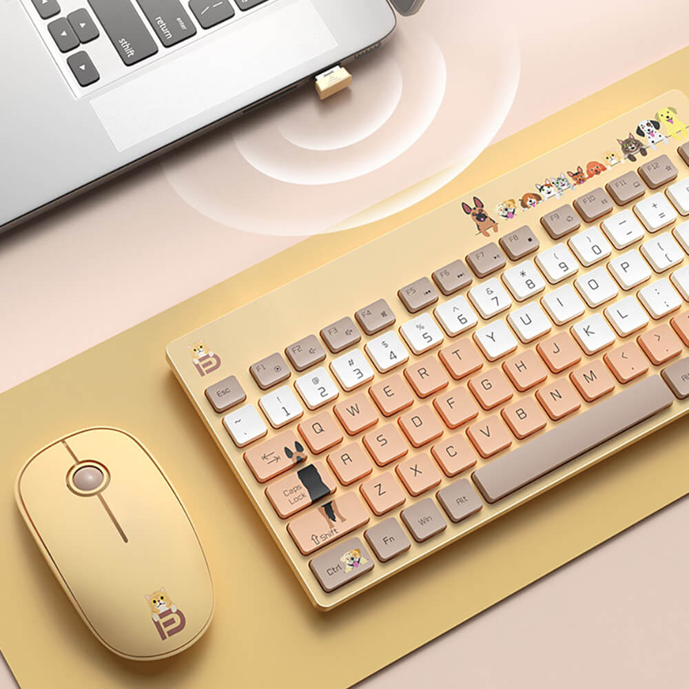 2.4GHz Wireless Cute Colorful Animal Combo Keyboard Mouse Slim - Dubsnatch