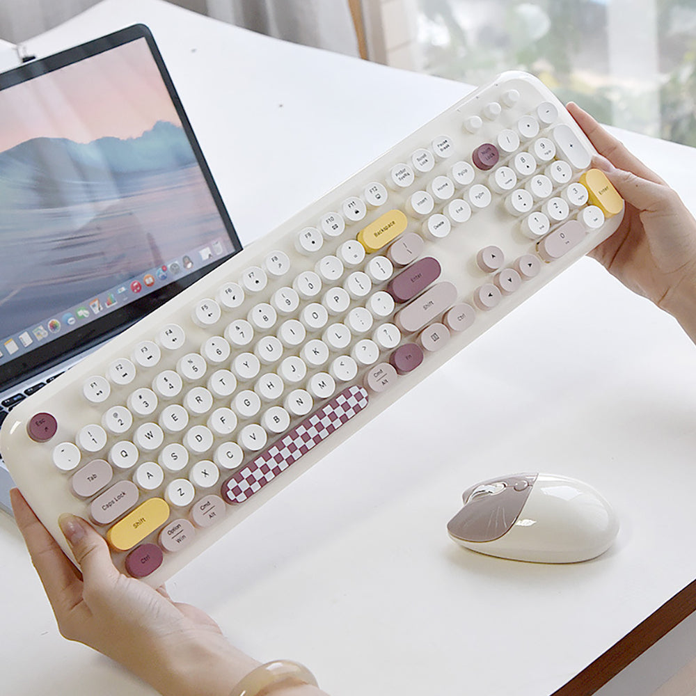 2.4GHz Wireless Multi-Color Combo Keyboard Mouse Round Keycaps - Dubsnatch