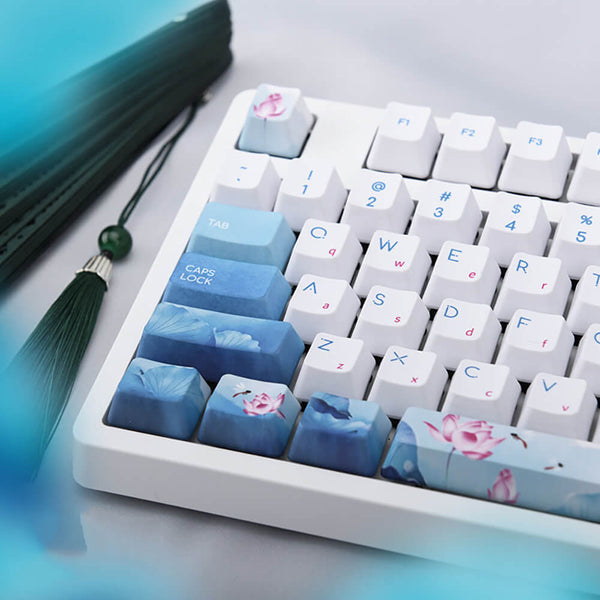 Bluetooth Lotus Flower Landscape Mechanical Keyboard White Backlight ...