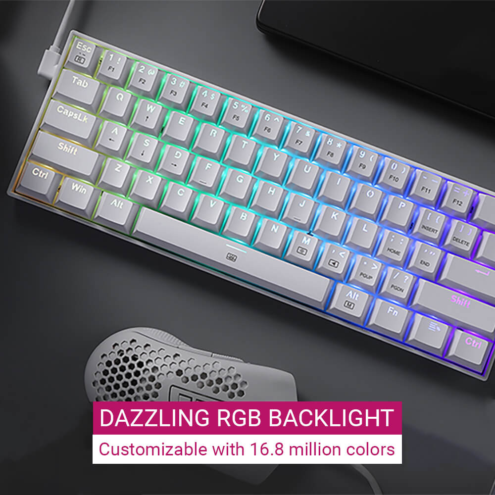 RGB Backlight Modern White Mechanical Keyboard Slim USB - Dubsnatch