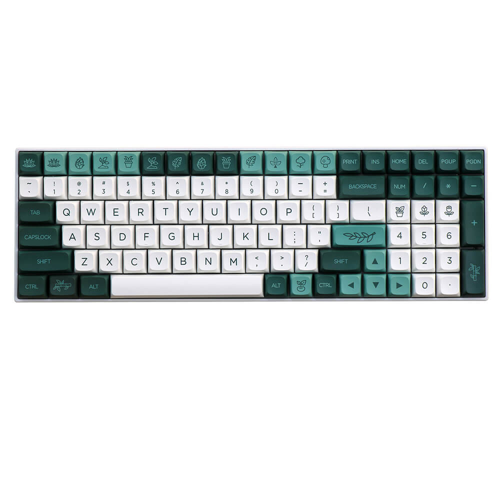 Cozy Green Botanical Garden PBT Keycaps Keyboard Keys - Dubsnatch