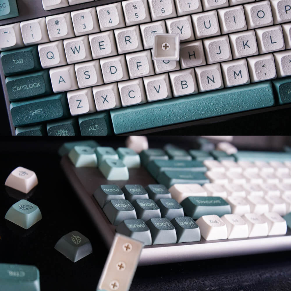Cozy Green Botanical Garden PBT Keycaps Keyboard Keys - Dubsnatch