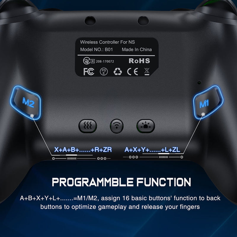 RGB Black Bluetooth Gamepad Vibration Turbo Macro Switch - Dubsnatch