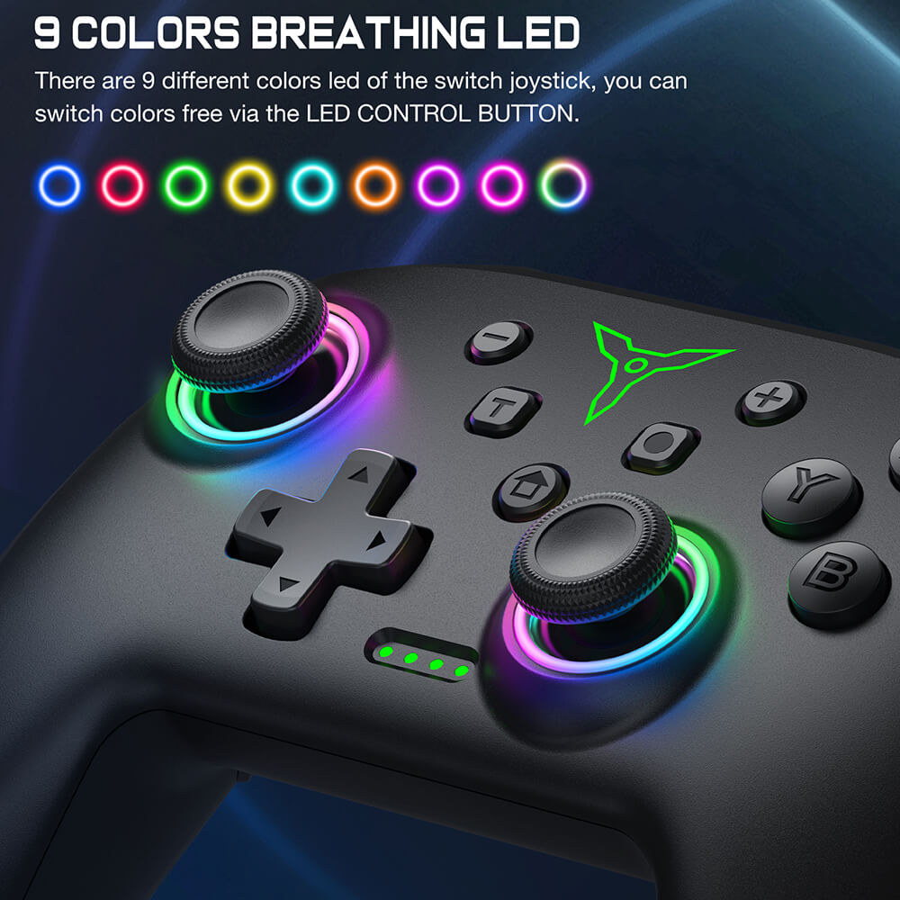 RGB Black Bluetooth Gamepad Vibration Turbo Macro Switch - Dubsnatch