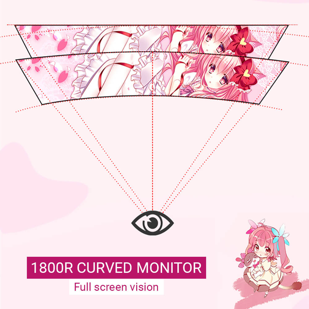 27" Pink Curved Monitor FHD 1080p 2ms VA 165hz HDMI 98% sRGB - Dubsnatch
