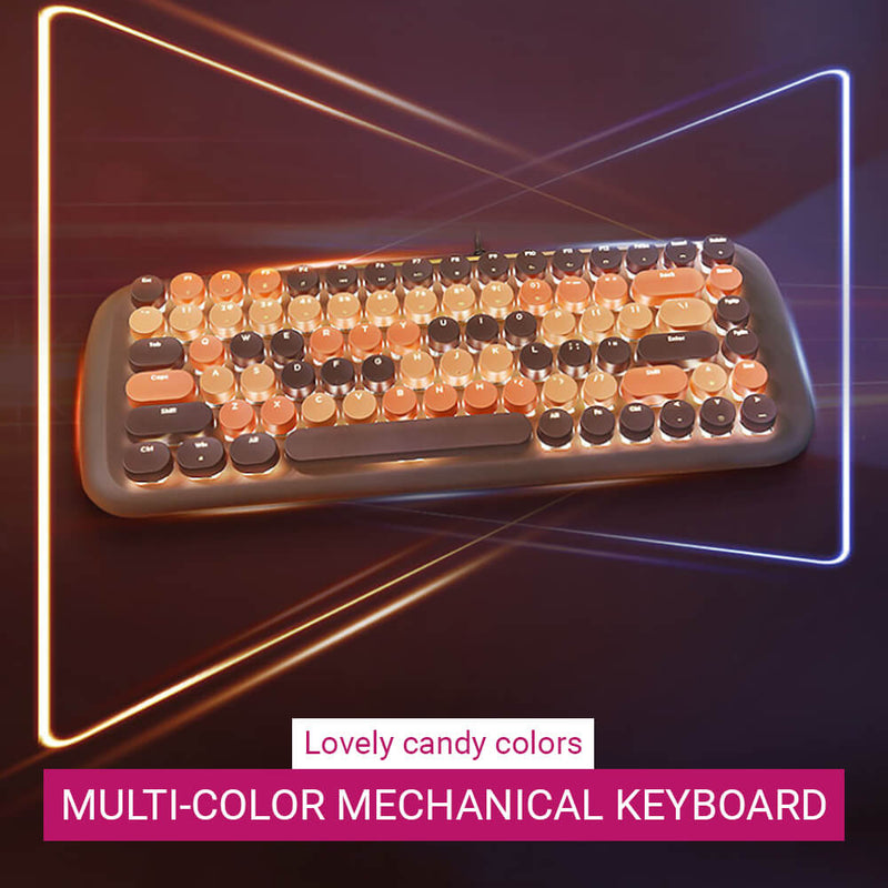 Candy Mechanical Keyboard Multimedia Round Keycap LED Backlight - Dubsnatch