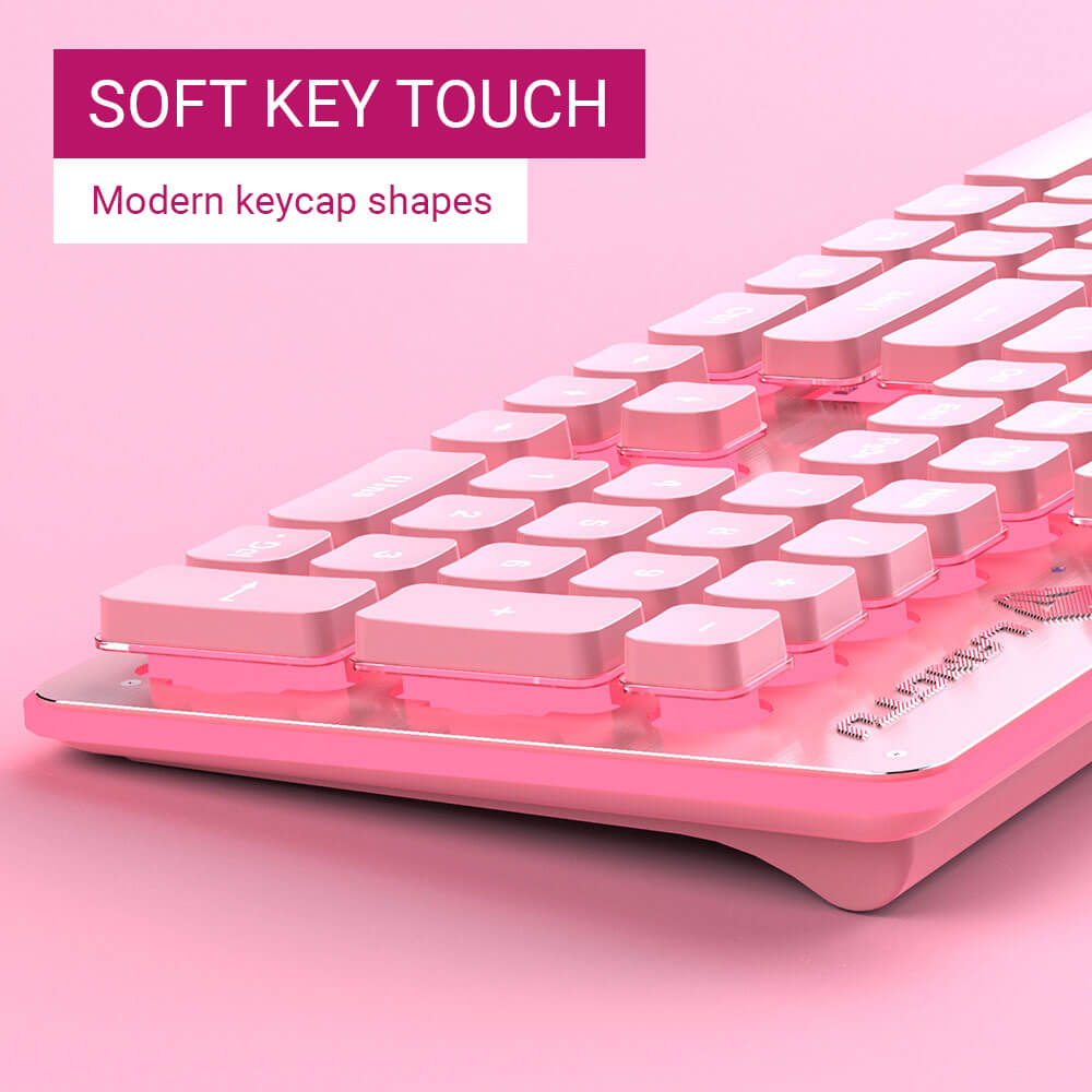 Girly Metal Keyboard Pink Backlight Silent Keys - Dubsnatch