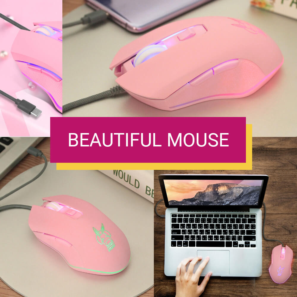 Girly Mouse Wired 2400 DPI Backlight Type-C - Dubsnatch
