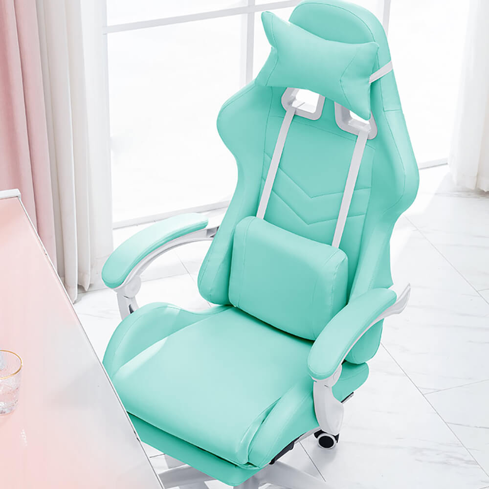 Candy Macaron Gaming Chair Footrest Reclining Back Seat - Dubsnatch