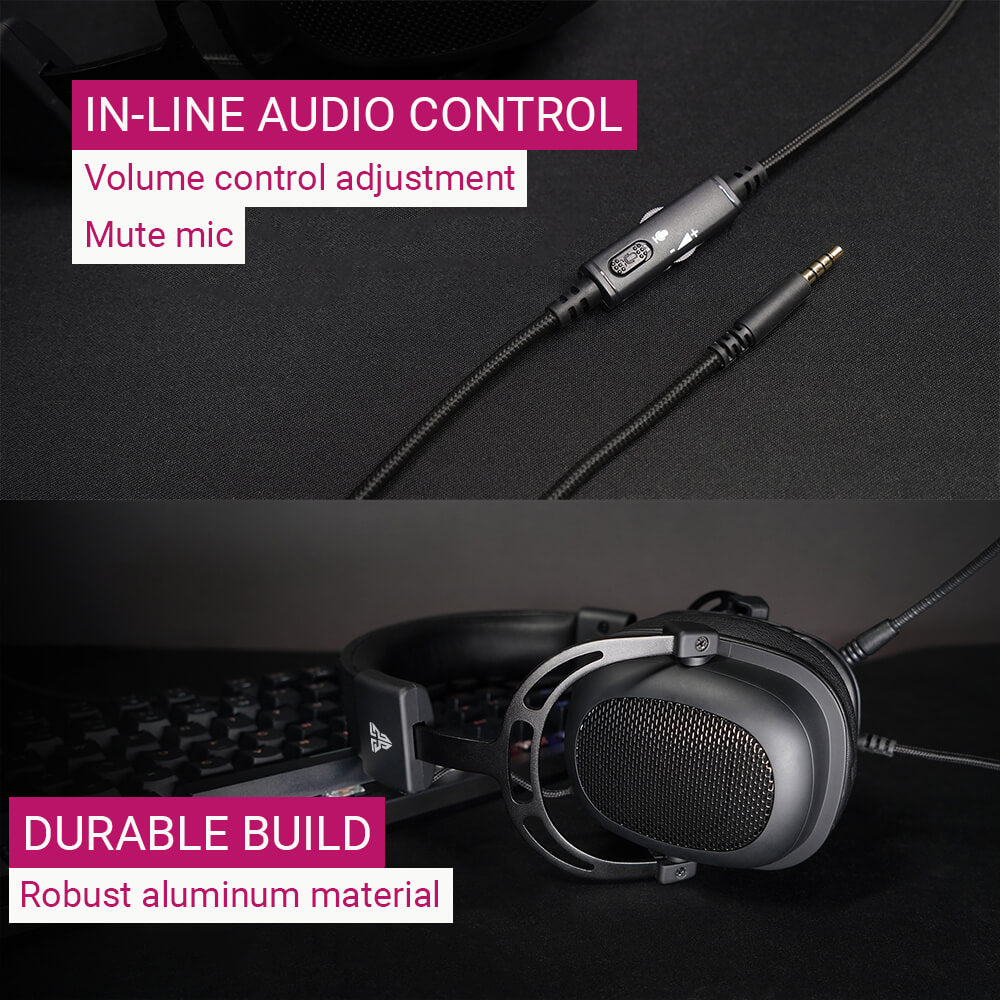 HiFi Black Aluminum Headset Mic Over-Ear 3.5mm Jack - Dubsnatch