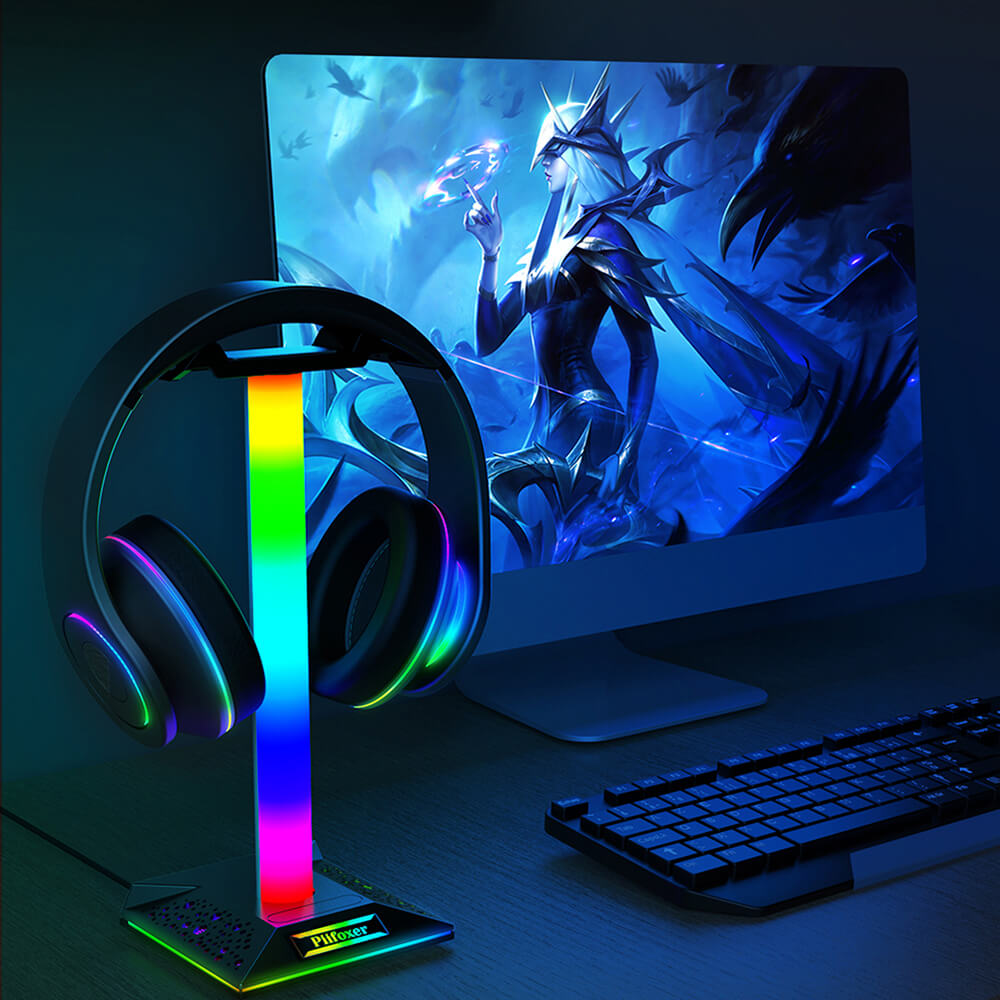 LED Headset Stand Dual USB 3.5mm Jack - Dubsnatch
