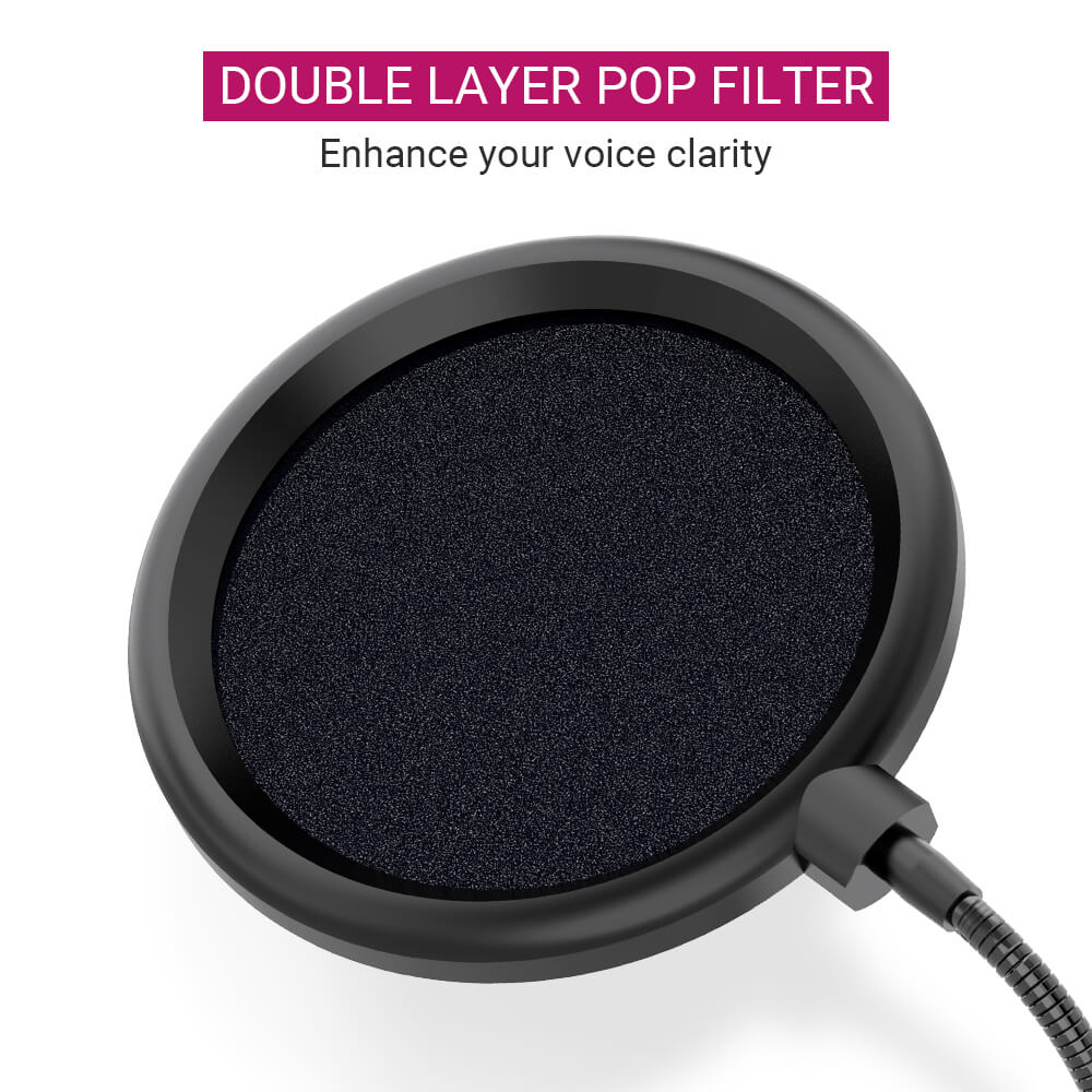 Modern Black Cardioid Microphone Pop-Filter Tripod 3.5mm Jack - Dubsnatch