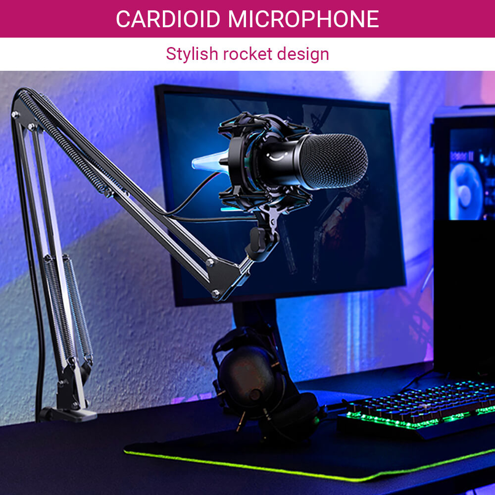RGB Rocket Cardioid Microphone Arm Stand Shock Mount - Dubsnatch