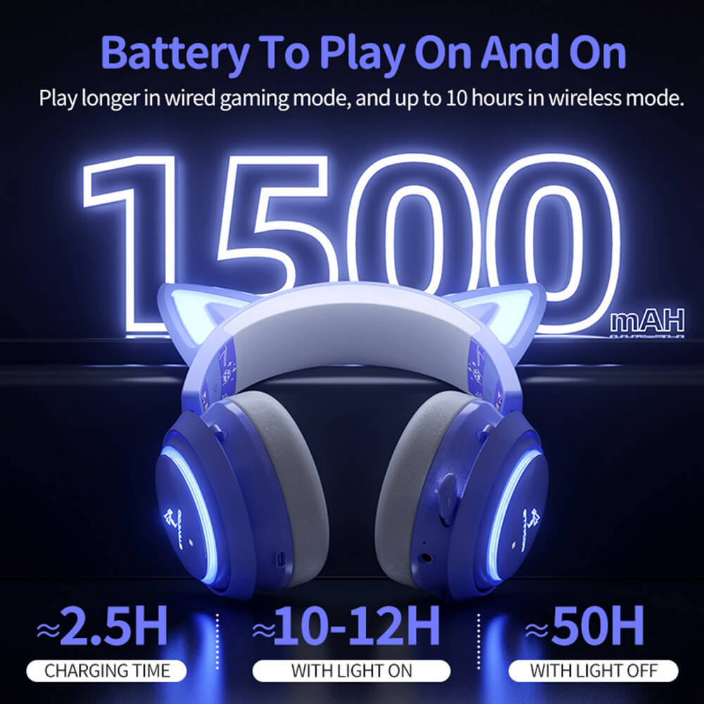 2GHz Wireless Cat Headset Microphone 7.1 RGB LED - Dubsnatch